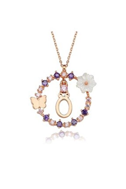 Sahira Jewelry Manolya Çiçeği Düşler Işıltısı 14K Rose Gold R Harfi ...