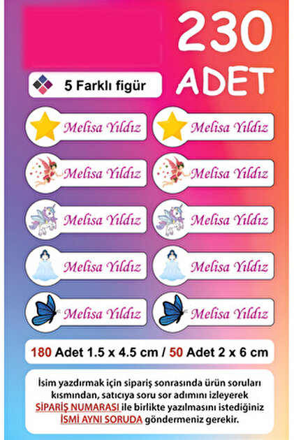 Genel Markalar okul etiketi Kalite 230 Adet Kişiye Özel İsimli Defter ...