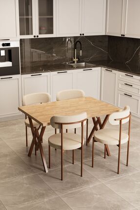 Evdemo Trend 4 Kişilik Mutfak Masa Takımı Atlantik Çam-Gri-Beyaz ...