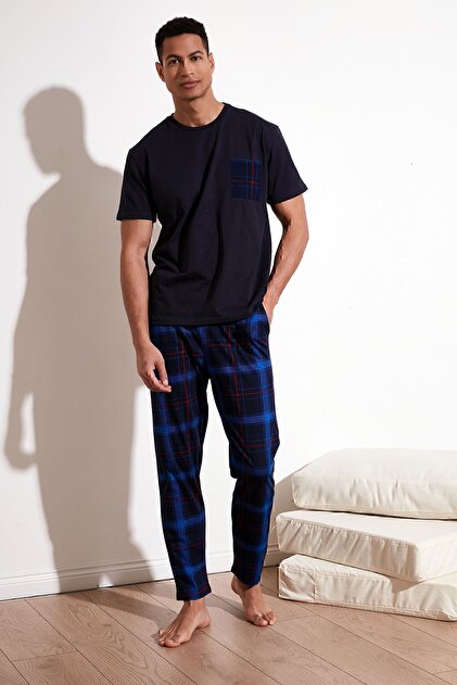 Buratti Ekoseli Pamuklu Beli Lastikli Regular Fit Kısa Kollu Pijama ...