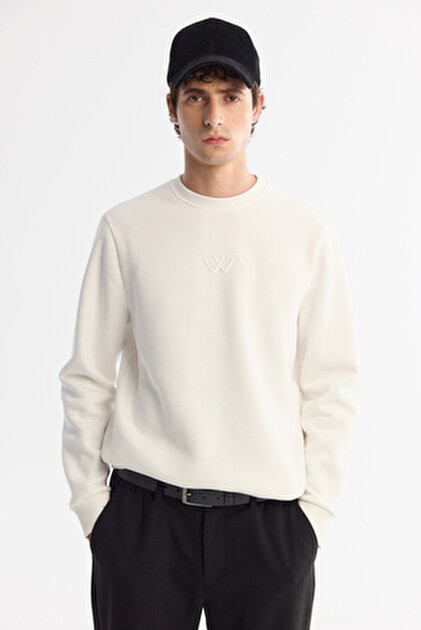 Avva Men's Stone Crew Neck 3 Thread Raised Sweatshirt B 001033- Trendyol