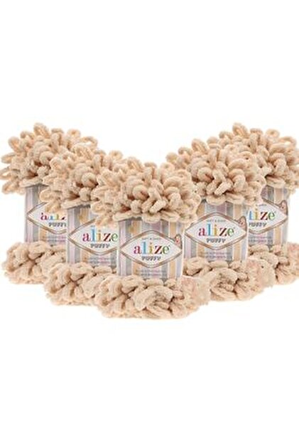 Alize Pack of 5 Puffy Hand Knitting Yarn - 530 Dark Beige - 100 Gr. 9 ...