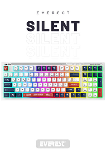 Everest KB-98 Sessiz Rainbow Q Türkçe Klavye Membrane Oyuncu Klavyesi ...