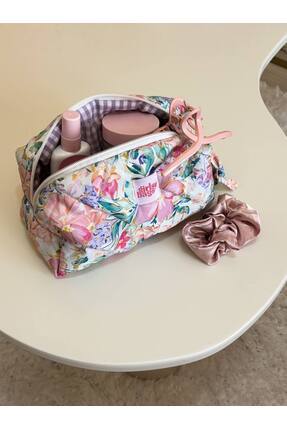 girlsybags Pembe Lila Çiçekli Makyaj Çantası Küçük Boy Fermuarlı ...