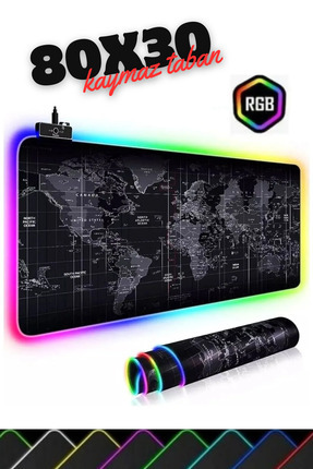 Sarftech 90x40 Rgb Dünya Desenli Mouse Pad Led Işıklı Su Geçirmez Dünya ...