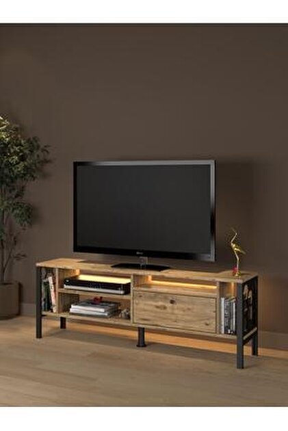 Wood'n Love Luce Plus Eko Led Işıklı Dolaplı Metal Ayaklı Minifiksli Tv ...