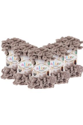 Alize Pack of 5 Puffy Hand Knitting Yarn - 530 Dark Beige - 100 Gr. 9 ...
