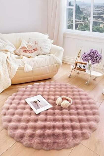 Myevilla Bubble Yuvarlak Vizon Uzun Tüylü Yumuşak Peluş Kaymaz ...