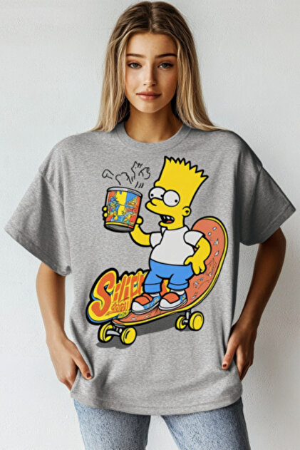 Wish BF Çizgi Film Simpsons Baskılı Bisiklet Yaka Pamuklu Oversize ...