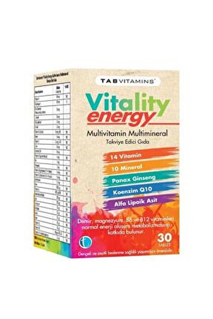 Tab İlaç Tabvitamins Vitality Energy 30 Tablet - Fiyatı, Yorumları