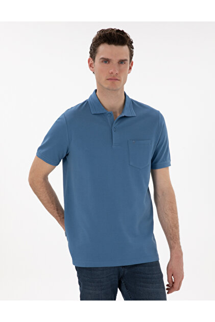 Pierre Cardin Açık Mavi Regular Fit %100 Pamuk Cepli Polo Yaka Basic ...