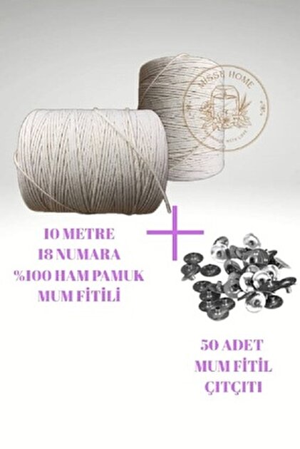 Misse Mum Fitili 10 Metre %100 Saf Pamuk İpi + 50 Adet Fitil Sehpası ...
