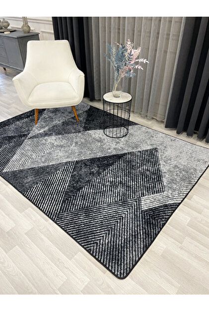 Brillant GRİ Renk Geometrik Desen Kaymaz Taban Yolluk Halı - Fiyatı ...