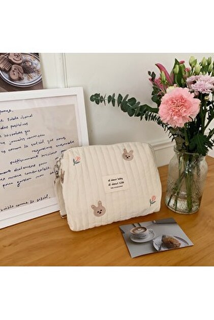 Choice Tulips Cotton Portable Storage Bag Zipper Embroidery Diaper Bag ...