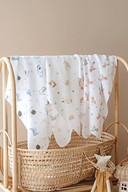 ESTİ Baby 3 Adet 80x95 cm Müslin Bebek Örtü / Battaniye / Kundak / Omuz ...