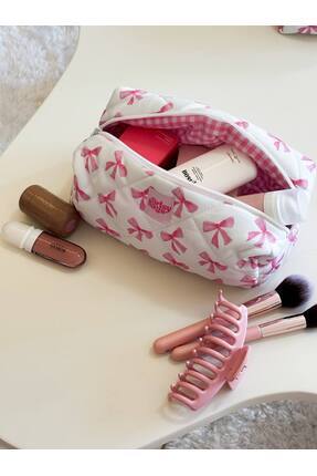 girlsybags Pembe Lila Çiçekli Makyaj Çantası Küçük Boy Fermuarlı ...