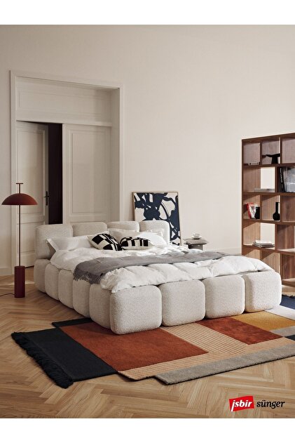 Mobilya Stant Most Oktagon Bazalı Mdf Karyola 180x200 Bej Bukle Kumaş ...