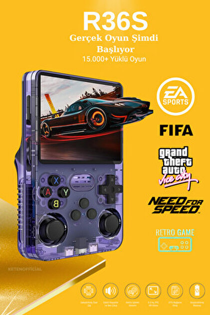KETENOFFİCİAL R36S Retro Oyun Konsolu 15.000+ Konsol Oyunu Yeni Nesil ...