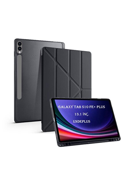 UnDePlus Samsung Galaxy Tab S10 FE+ Plus Kılıf Kalem Bölmeli Trifolding ...