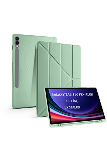 UnDePlus Samsung Galaxy Tab S10 FE+ Plus Kılıf Kalem Bölmeli Trifolding ...