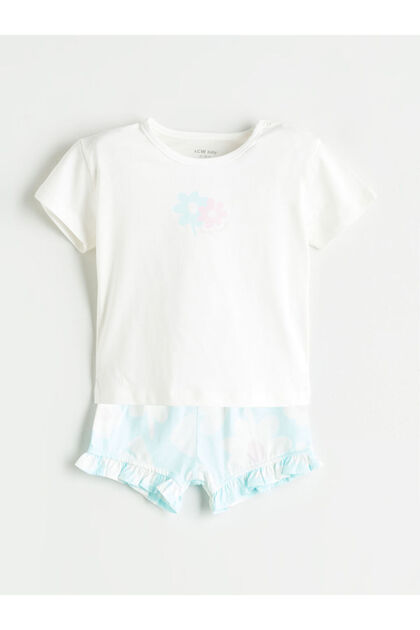 LC Waikiki LCW baby Beyaz Minnie Mouse Baskılı Kız Bebek Tişört Ve Şort ...