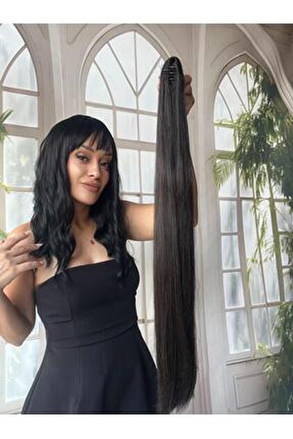 Suzan Peruk Gerçek saç dokusunda At kuyruğu Postiş Mandallı Tokalı Saç ...