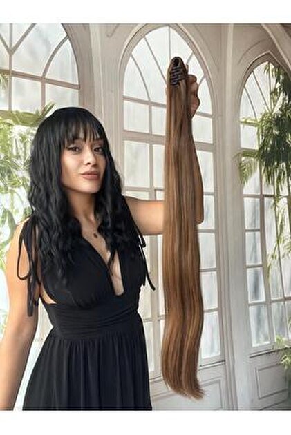 Suzan Peruk Gerçek saç dokusunda At kuyruğu Postiş Mandallı Tokalı Saç ...