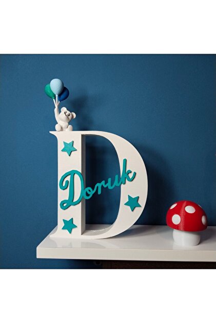 Kids İsme Özel Balonlu ayıcıklı D harfi Bebek Ve Çocuk Odası 3D Harf ...