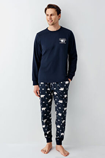 Rolypoly Men's Navy Blue Pajama Set- Trendyol