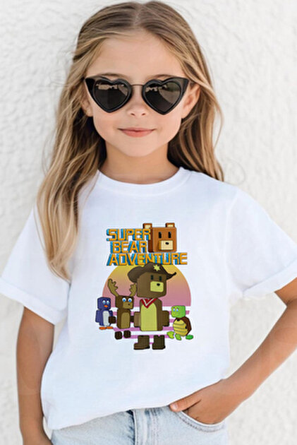 Store Süper Ayı Oyun Karekteri Desen Baskılı Çocuk Siyah Ve Beyaz ...