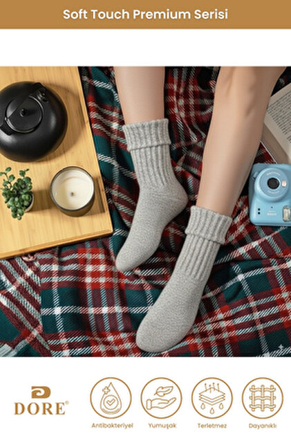 DORE Orijinal Kadın 3 Çift Soft Touch Premium Yumuşak Dokulu Yünlü ...