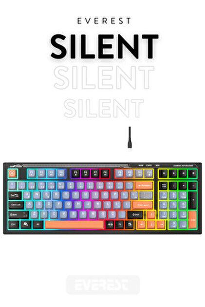 Everest KB-98 Sessiz Rainbow Q Türkçe Klavye Membrane Oyuncu Klavyesi ...