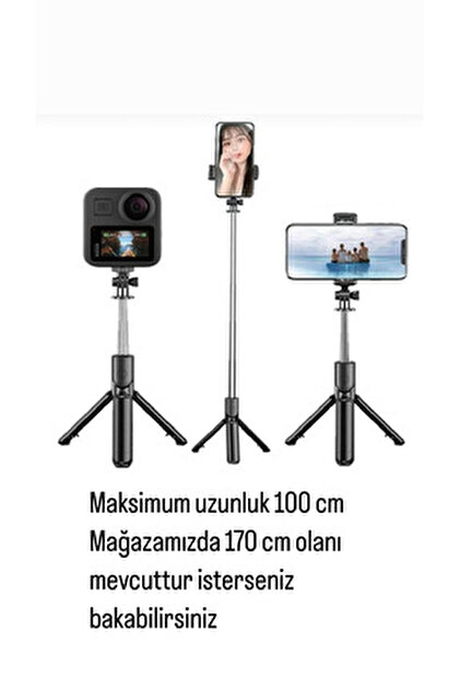 Twinix Siyah Kablosuz Kumandalı Telefon Selfie Çubuğu Monopod Ayaklı ...
