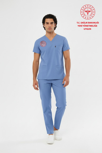 Class Üniforma Alaska Mavisi Doktor Hekim Forması Likralı Scrubs Kadın ...