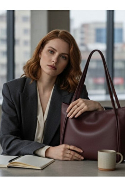 ENVA BAGS Nou Çift Saplı Salaş Model Vintage Shopper El ve Omuz Çantası ...