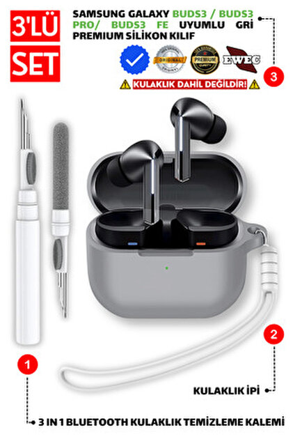 EWEC Samsung Galaxy Buds3, Buds3 Pro, Buds3 FE Uyumlu Silikon Kılıf ...