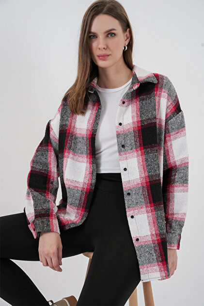 Bigdart Kadın Ekose Desen Oversize Oduncu Gömlek 3854 E.Yeşil - Fiyatı ...