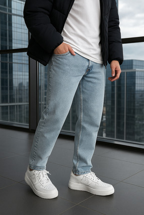 wamoss Winter Mega Boyfriend Acid Washed Stonewashed Ice Blue Jeans ...