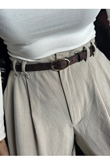 LİA KEMER Eminent Uzun Halka Desenli Süet Kadın Gold Tokalı Kemer Ceket ...