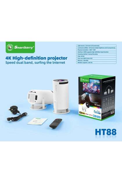 Smartberry Smartbarry 4K 1080P Mini Projector with WiFi & Bluetooth ...