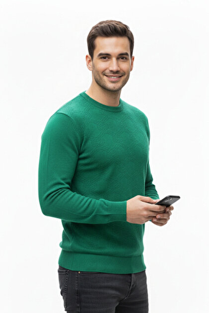 Pulltonic Erkek Bisiklet Yaka Geometrik Desenli Kazak - Fiyatı, Yorumları