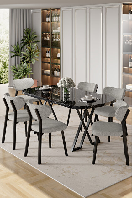 Canisa Radon Serisi MDF 90x168 Sabit Siyah Mermer Desen Mutfak Masa ...