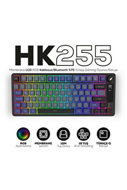 Hawk Gaming Chair HK255 Membrane LCD RGB Kablosuz/Bluetooth Mavi Mor ...