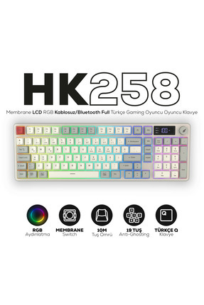 Hawk Gaming Chair HK258 Membrane LCD RGB Kablosuz/Bluetooth Beyaz Full ...