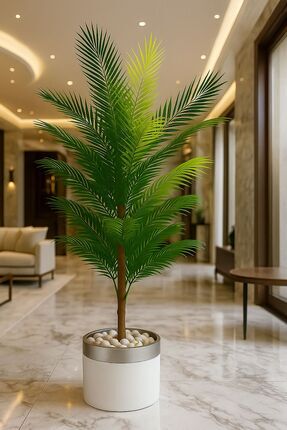 Altun Çiçekcilik Yapay Areka Ağacı 150 cm Lux Metal Saksı Dahildir ...