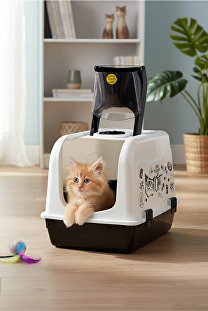 Petozi Kapalı Büyük Boy Kedi Tuvaleti Mavi - Fiyatı, Yorumları