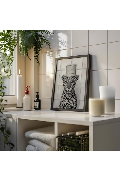Esci Design Siyah Çerçeveli Banyo Hayvan Tablo - Lüks Kedi Tablo ...
