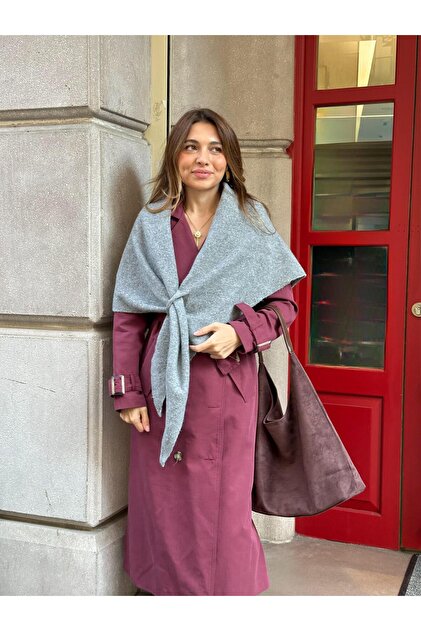 Seda Bijuteri Yumuşak Dokulu Üçgen Şal Gri - Fiyatı, Yorumları