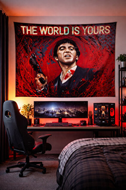 Vendini Tony Montana, Scarface Duvar Örtüsü Duvar Halısı Wall Tapestry ...