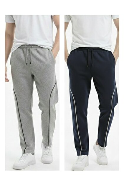 MODENZO Men's 2-Pack Piped Baggy Casual Sweatpants with Back Pockets 2 ...
